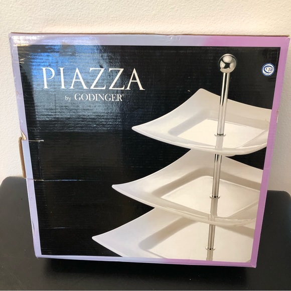 Kitchen | Piazza By Godinger Three Tier Server Porcelain Square Trays ...